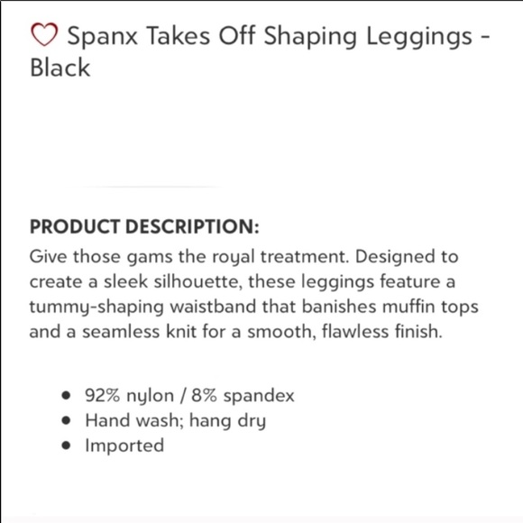 SPANX | Pants & Jumpsuits | Spanx Takes Off Black Leggings Size S ...